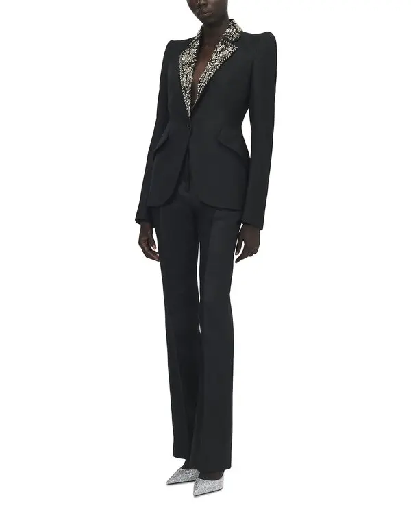 Alexander McQueen Bead & Crystal Embroidered Lapel Single Breasted Jacket