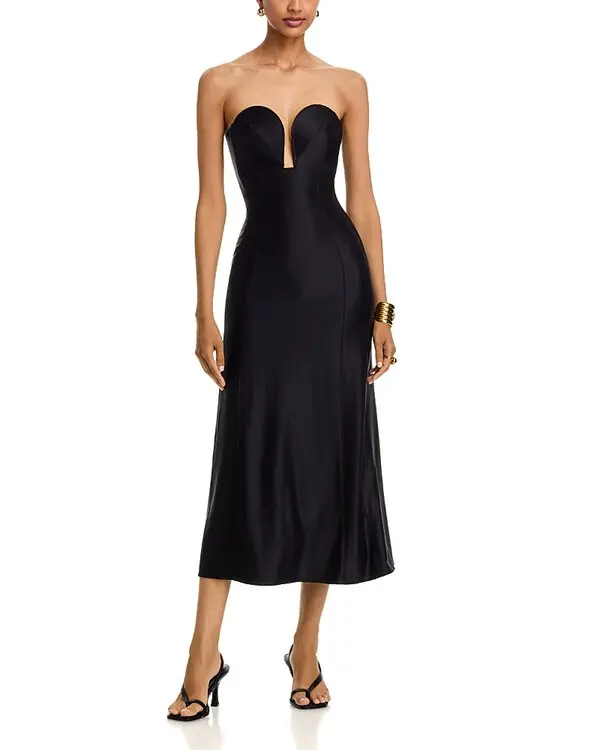 Rabanne Structured Heart Bustier Midi Dress - Black