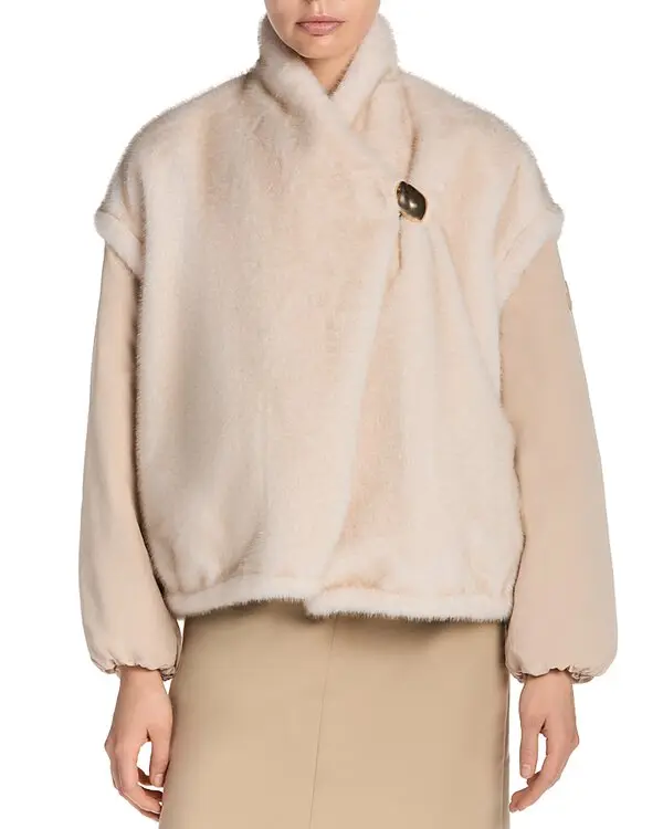Moncler Chardonneret Reversible Jacket With Detachable Sleeves - Beige