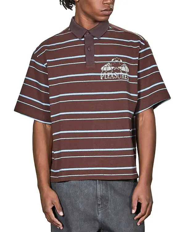 PLEASURES Teleport Logo Graphic Boxy Polo Shirt