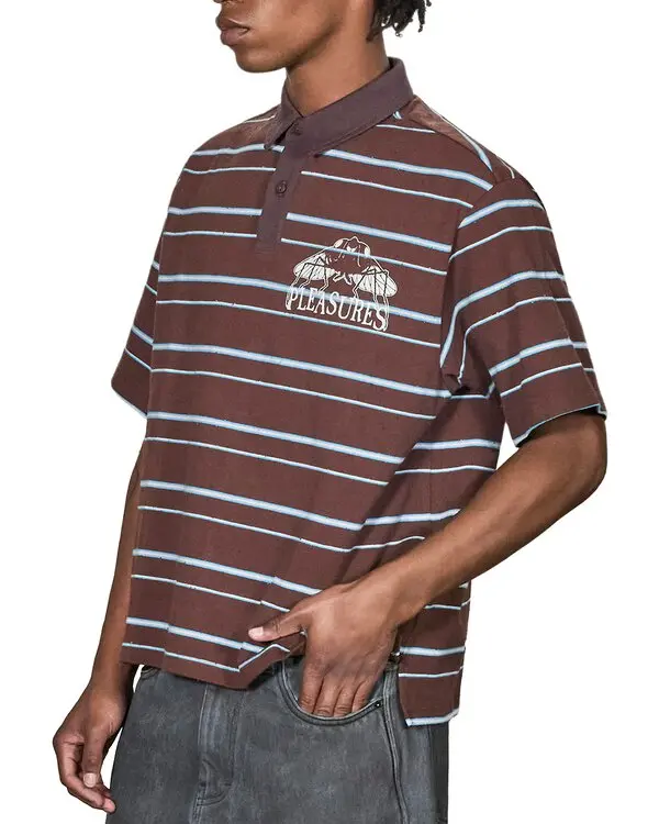 PLEASURES Teleport Logo Graphic Boxy Polo Shirt