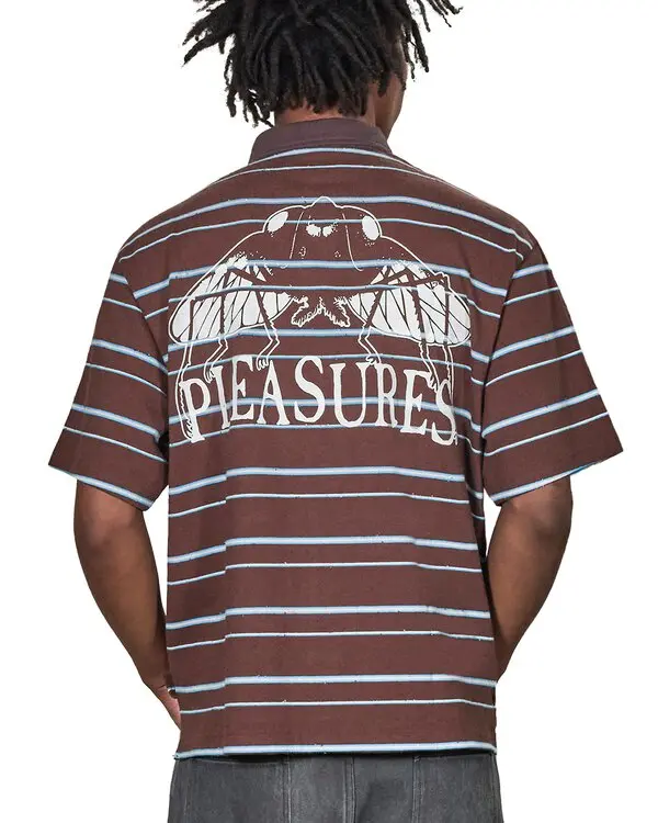 PLEASURES Teleport Logo Graphic Boxy Polo Shirt