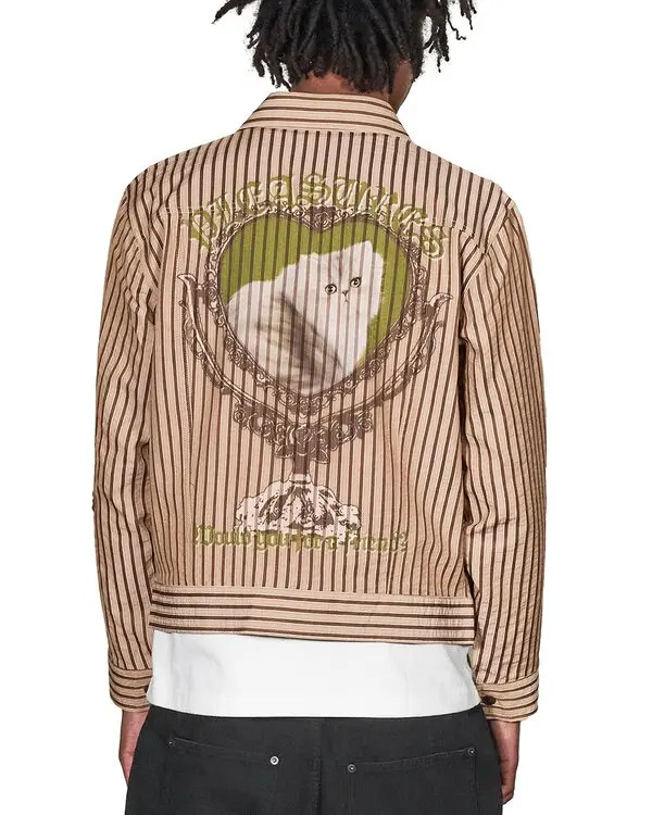 PLEASURES Cat Mirror Stripe Trucker Jacket
