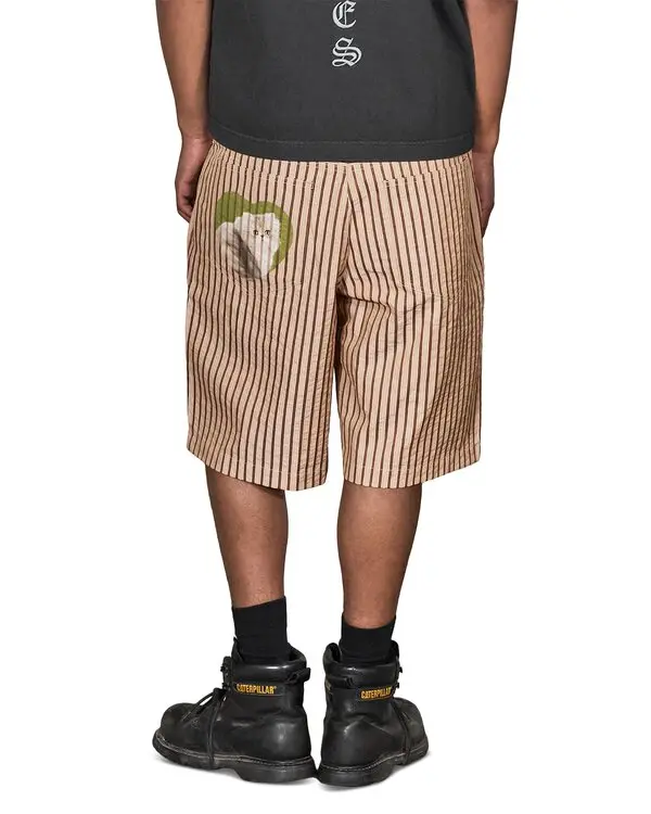 PLEASURES 7 Cat Mirror Stripe Shorts