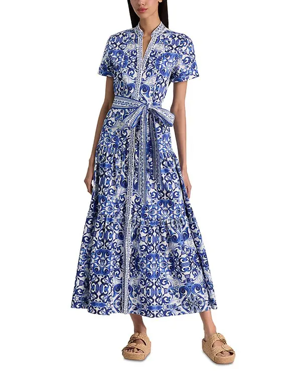 Alice + Olivia Lucy Roll Sleeve Midi Shirt Dress - Solstice