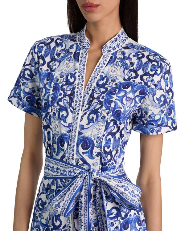 Alice + Olivia Lucy Roll Sleeve Midi Shirt Dress