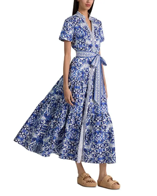Alice + Olivia Lucy Roll Sleeve Midi Shirt Dress