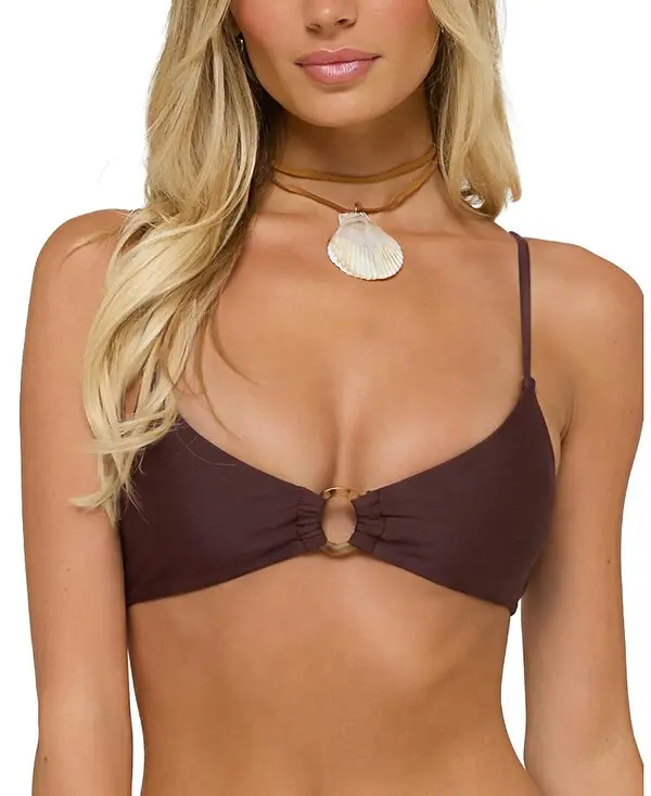 EDIKTED Zarai Ring Bralette Bikini Top - Brown