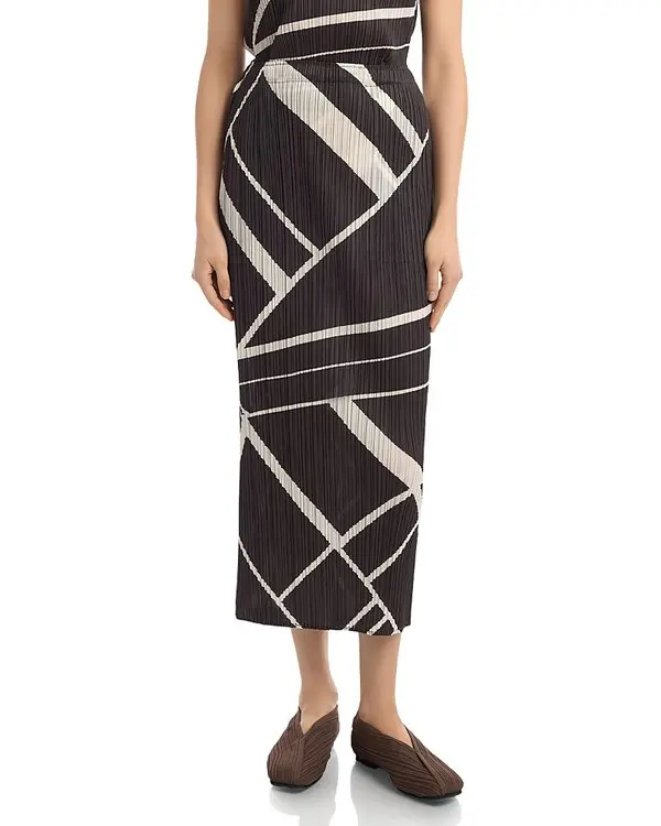 Issey Miyake Fold Line Pleated Skirt - Charcoal