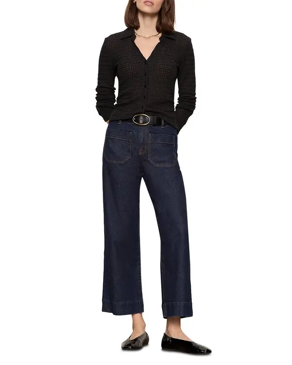 Sanctuary Juno Textured Button Front Top - Black