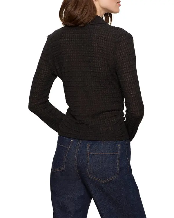 Sanctuary Juno Textured Button Front Top - Black