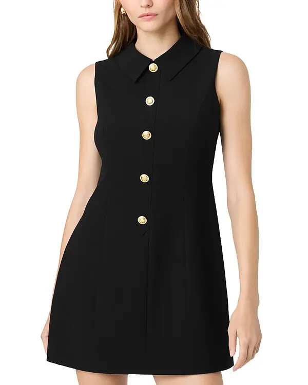French Connection Azra Sleeveless Collar Mini Dress - Black