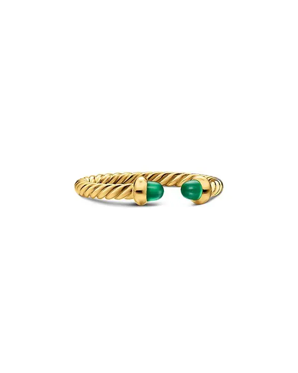 David Yurman Micro Cablespira Flex Open Ring - Emerald/gold