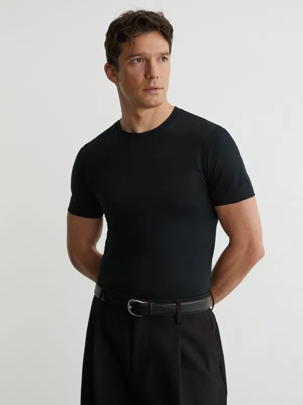 REISS Brad Air-water Cotton Muscle-fit T-shirt - Navy
