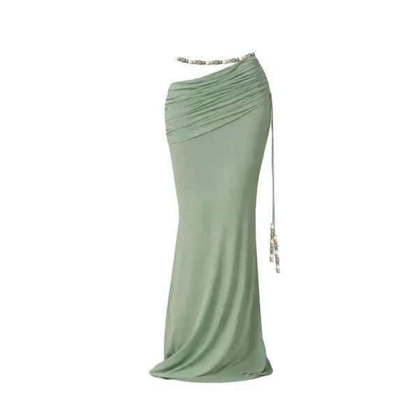 DECOLET THE LABEL Ella Beaded Skirt - Green