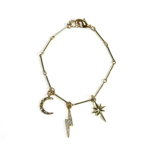 RACHEL NATHAN Thunder & Lightning" Charm Bracelet In -filled