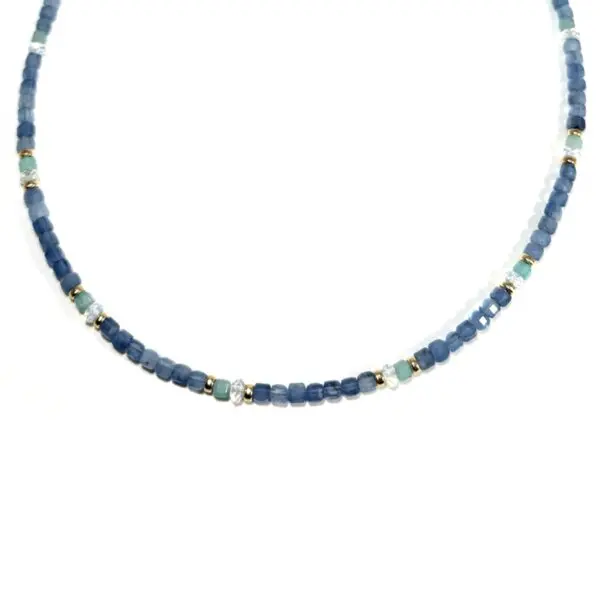RACHEL NATHAN Beaded Santa Maria Aquamarine & Amazonite Necklace With Gold-filled Accents - Blue