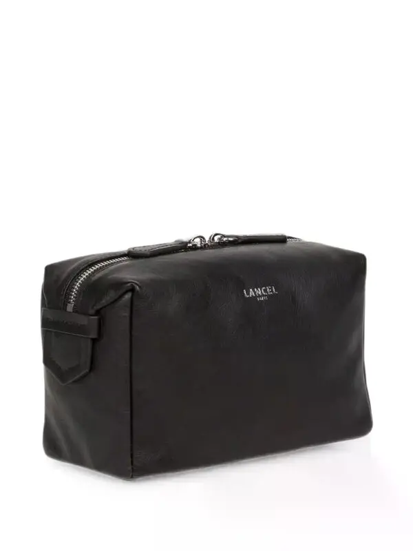 LANCEL Logo Print Leather Wash Bag