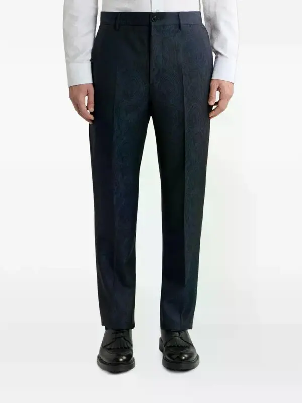 Etro Wool Jacquard Trousers With Arnica Motif