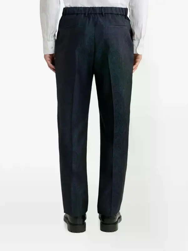 Etro Wool Jacquard Trousers With Arnica Motif