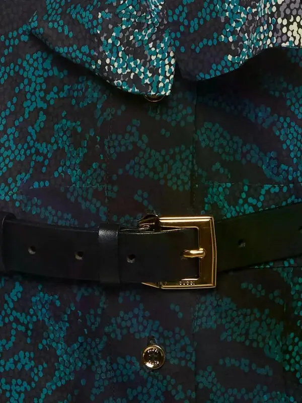Gucci Animal Print Long Sleeve Belted Midi Dress