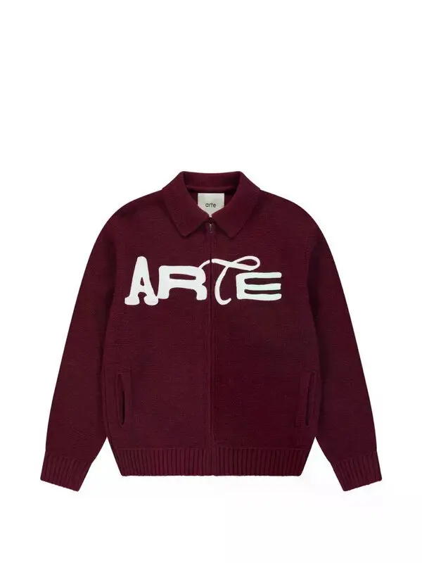 ARTE ANTWERP Logo Embroidered Zip-up Cardigan