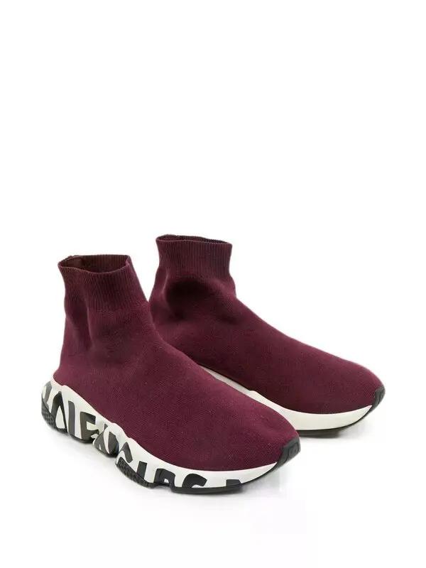 Balenciaga Speed Trainer Graffiti-print Sneakers - Red