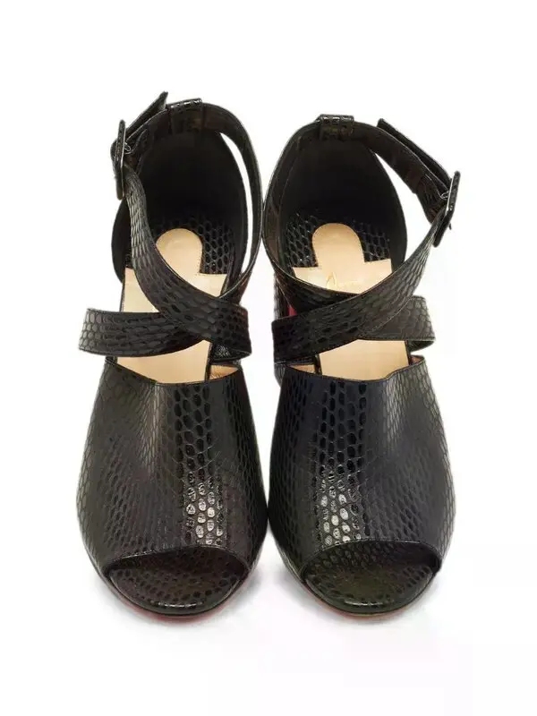 CHRISTIAN LOUBOUTIN Snakeskin-embossed Ankle-strap Block Heel Sandals