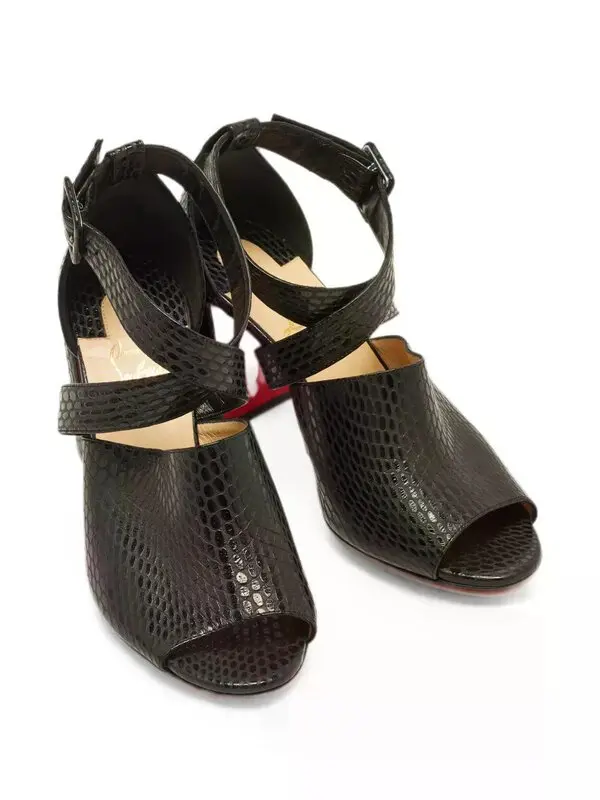 CHRISTIAN LOUBOUTIN Snakeskin-embossed Ankle-strap Block Heel Sandals