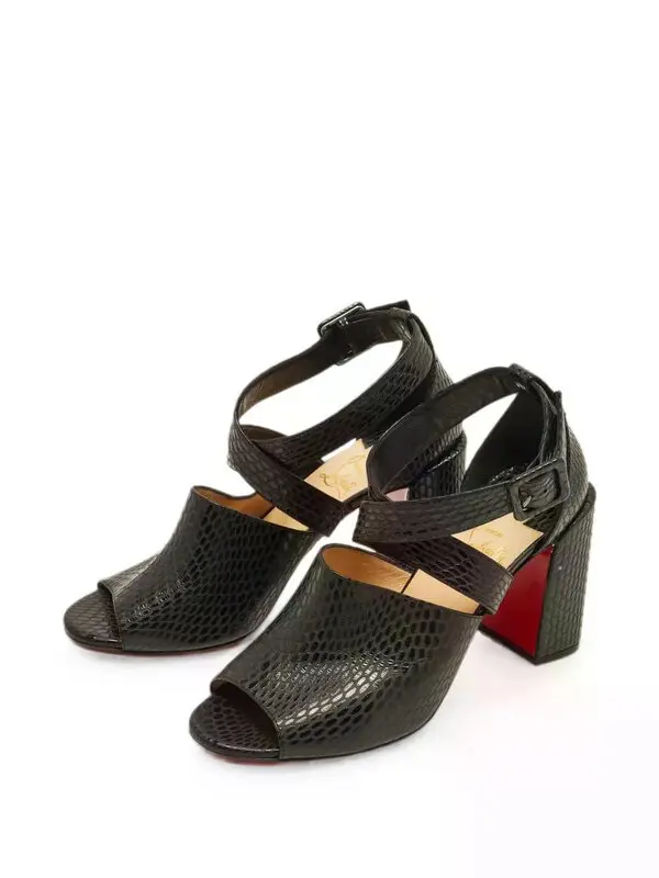 CHRISTIAN LOUBOUTIN Snakeskin-embossed Ankle-strap Block Heel Sandals