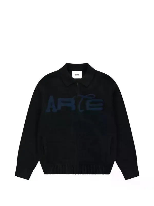 ARTE ANTWERP Logo Embroidered Zip-up Cardigan