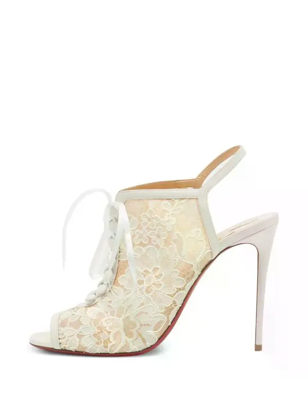CHRISTIAN LOUBOUTIN Lace Up Slingback Sandals - White