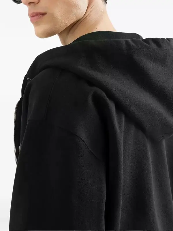 Dolce & Gabbana Cotton Hooded Sweatshirt With Logo Plate - Black
