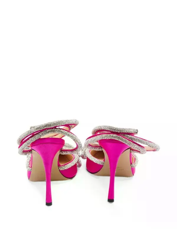 Mach & Mach Double Bow Ankle Wrap Stiletto Pumps - Pink