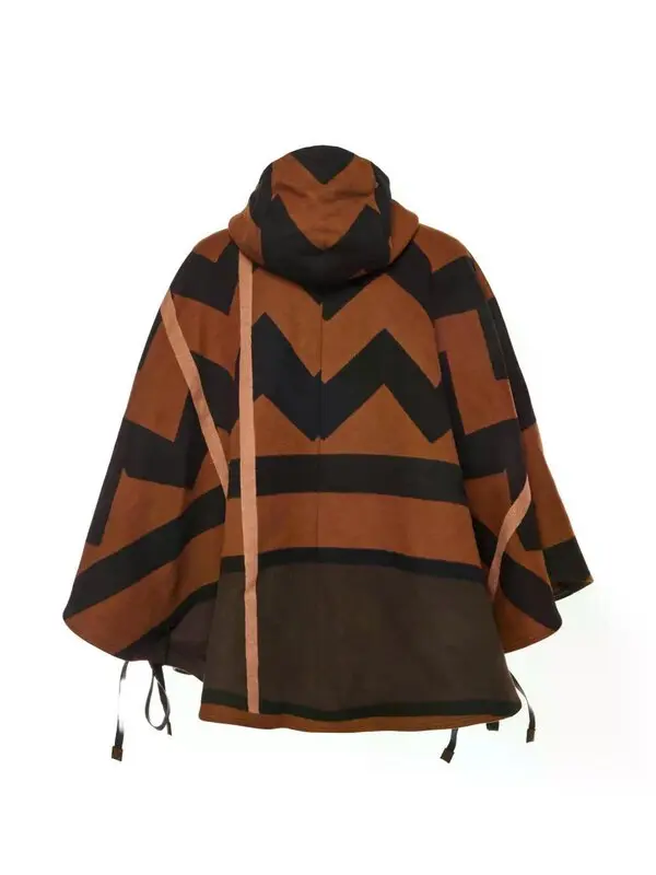 LOUIS VUITTON Wool Geometric-print Hooded Cape