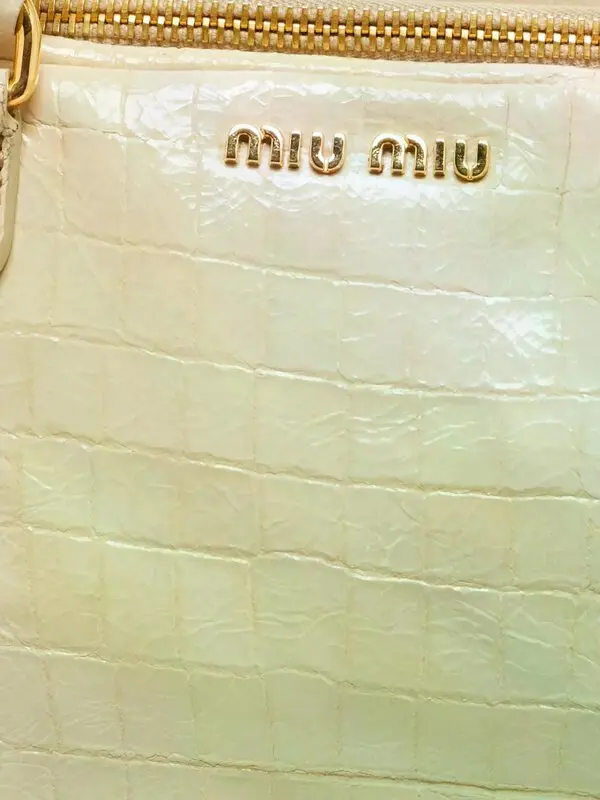 Miu Miu Croc-embossed Triple Zip Satchel Bag