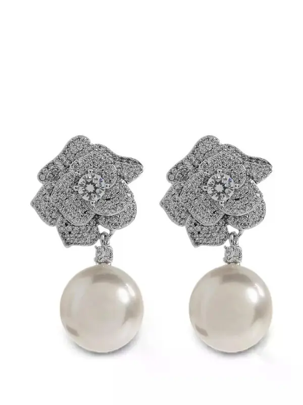 SELF-PORTRAIT Crystal-embellished Pearl-drop Earrings