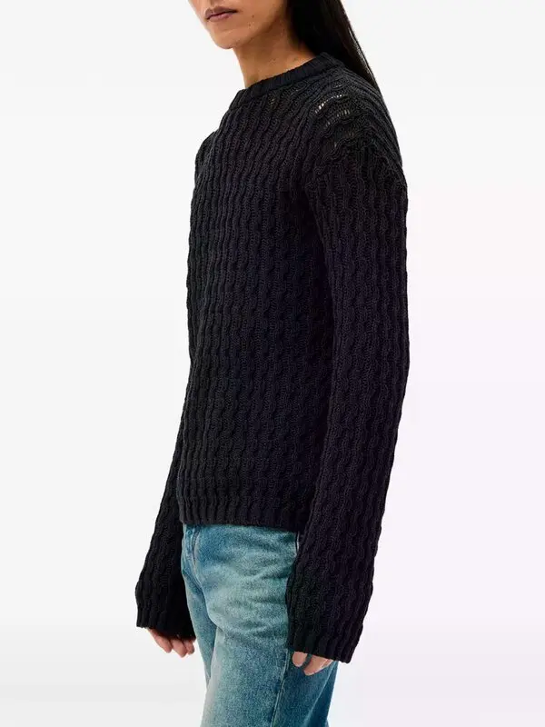 ANN DEMEULEMEESTER Chunky Cable Knit Cotton Sweater