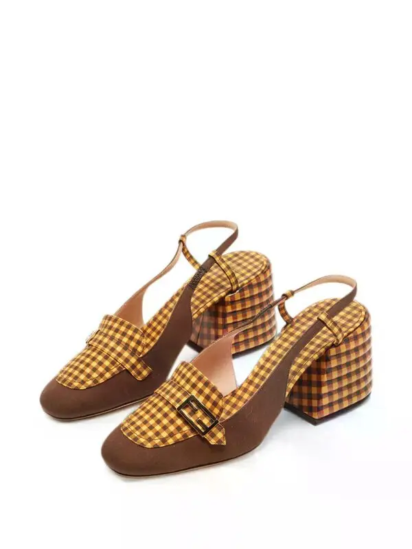 Fendi Promenade Gingham Slingback Pumps