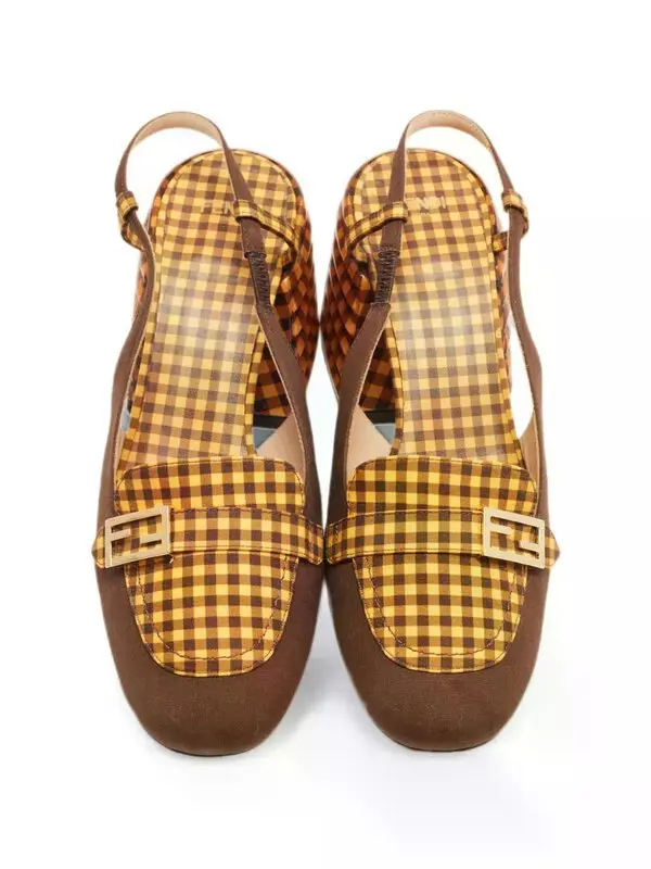 Fendi Promenade Gingham Slingback Pumps