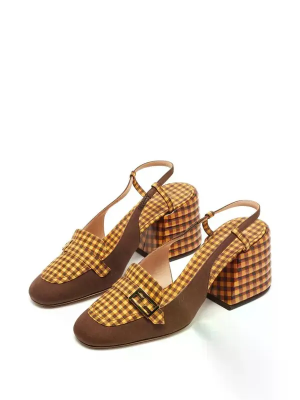 Fendi Promenade Gingham Slingback Pumps