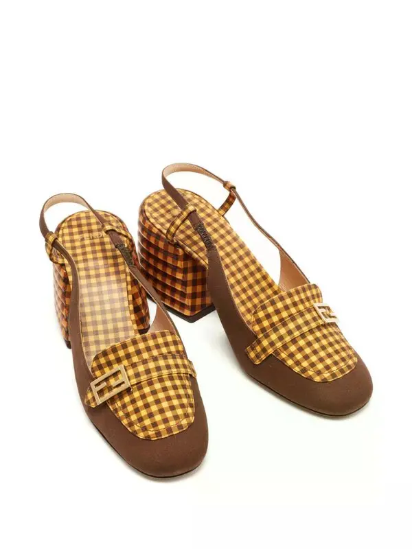 Fendi Promenade Gingham Slingback Pumps