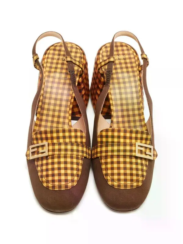 Fendi Promenade Gingham Slingback Pumps