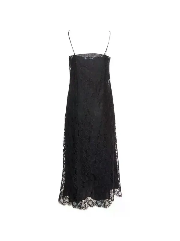 Prada Logo-print Lace Midi Dress - Black