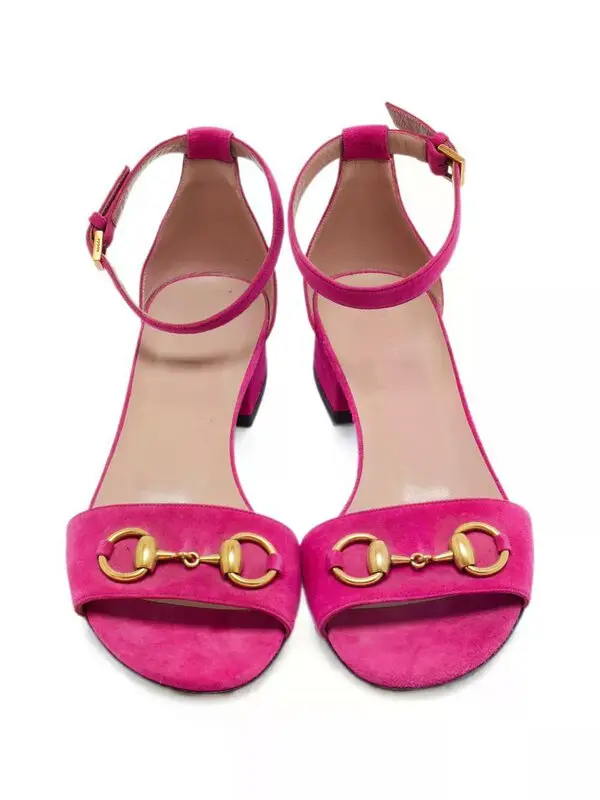 Gucci Suede Heeled Sandals With Horsebit Detail