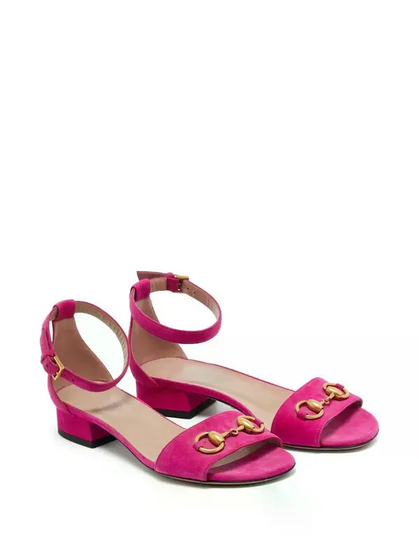 Gucci Suede Heeled Sandals With Horsebit Detail