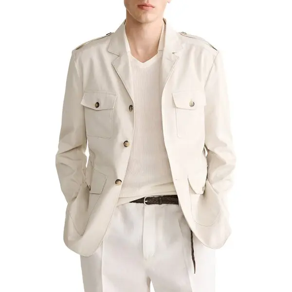 Mango Slim Fit Cotton Jacket - Beige
