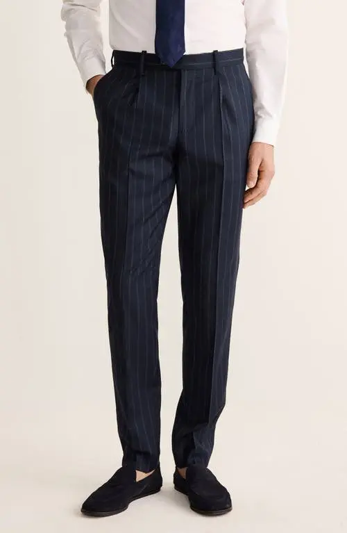 Mango Venice Chalk Stripe Slim Fit Virgin Wool Pants