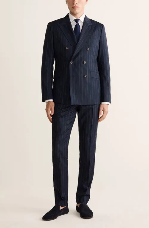 Mango Venice Chalk Stripe Slim Fit Virgin Wool Pants
