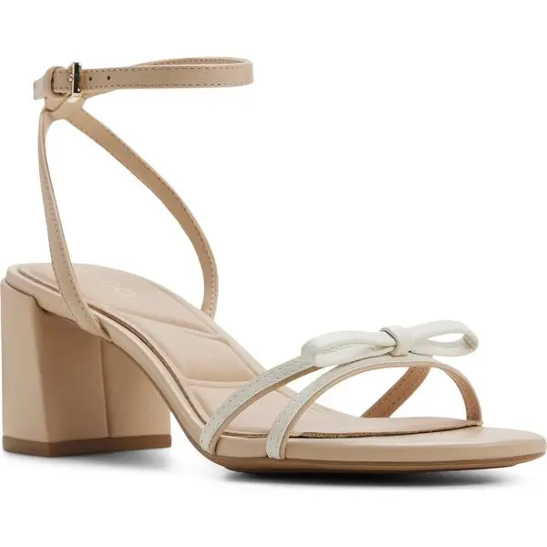 Aldo Boula Sandal With Block Heel And Bow Detailing - Medium Beige